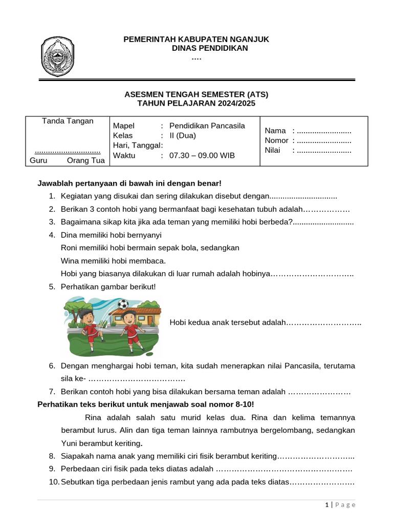 Soal-Kelas 2-Pend. Pancasila | PDF