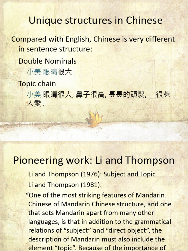 Unique Structures in Chinese | PDF | Subject (Grammar) | Syntax