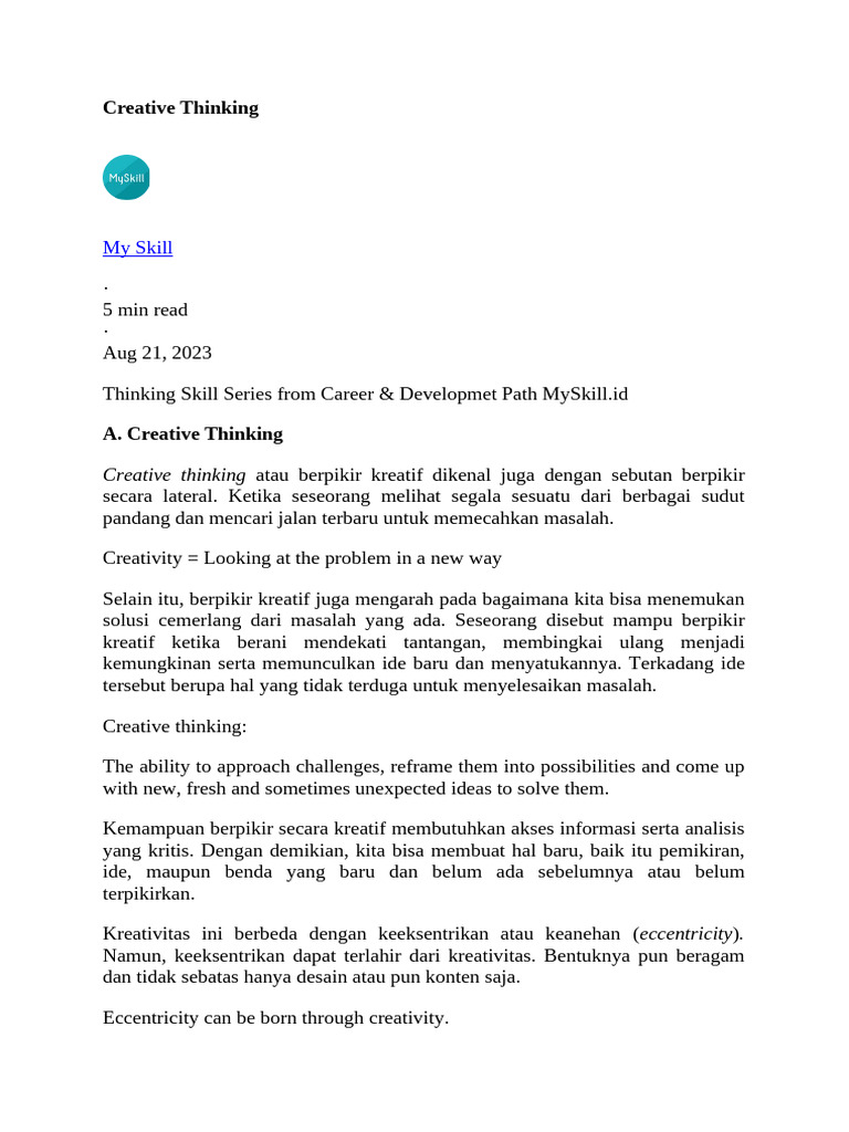 Creative Thinking | PDF