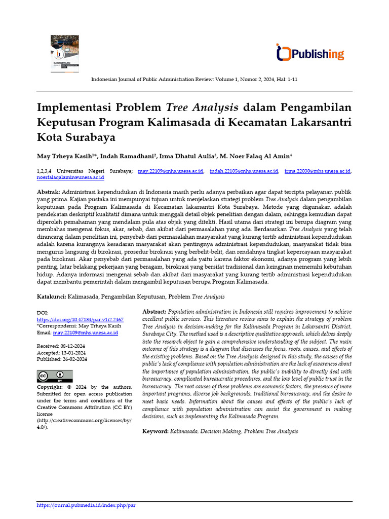 Analisis Problem Tree Program Kalimasada | PDF