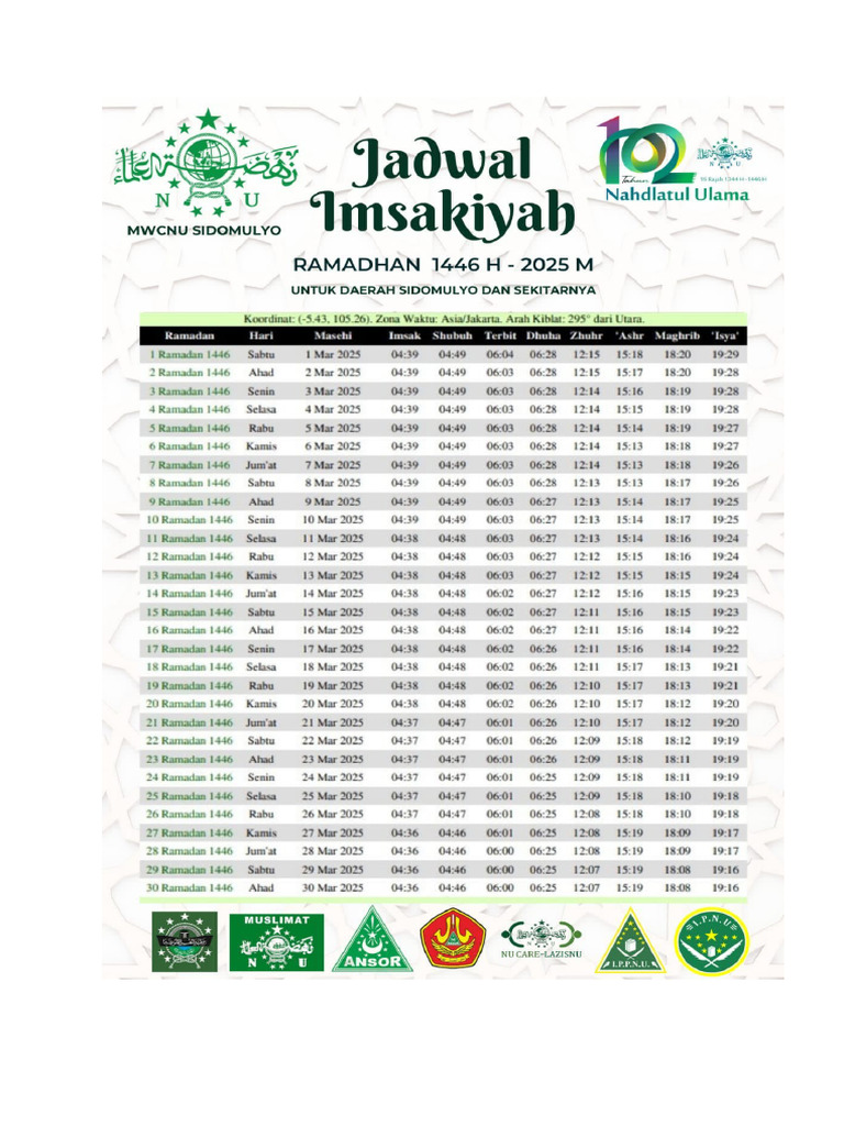 Jadwal Imsak 2025 | PDF