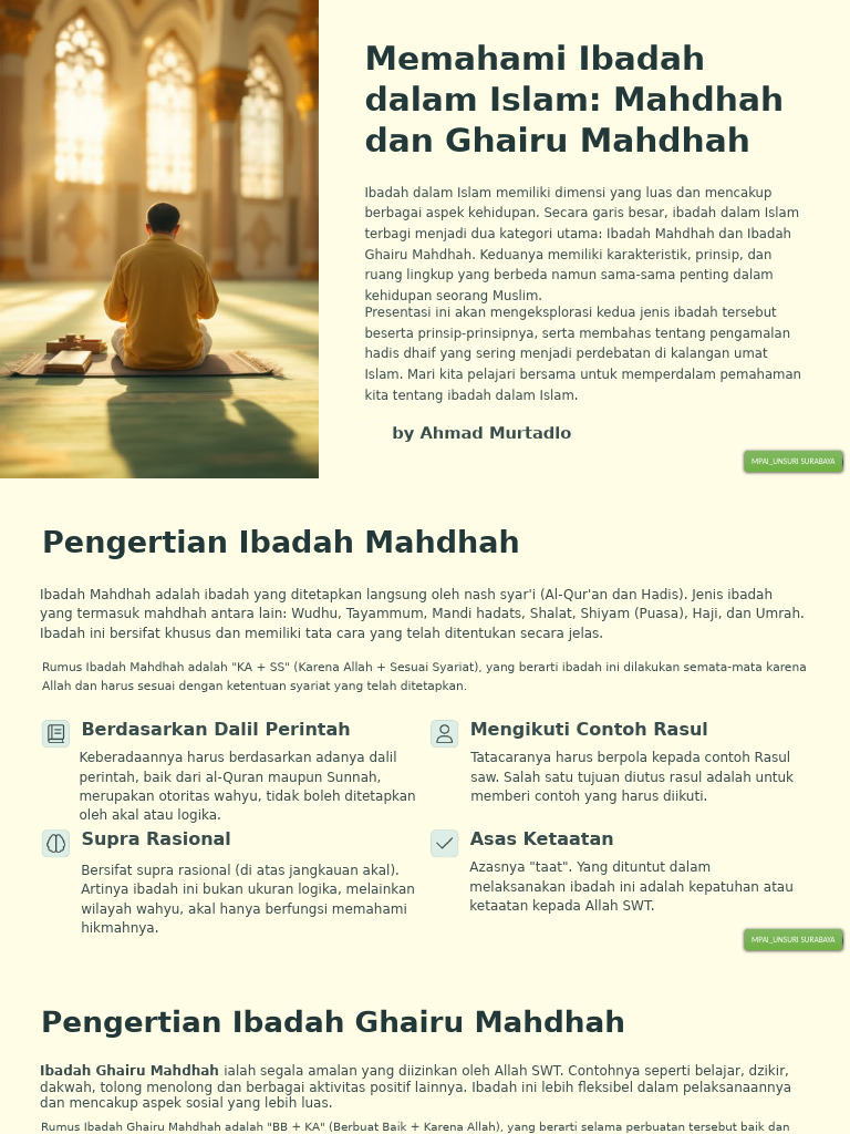 Ibadah Mahdhah dan Ghairu Mahdhah dalam Islam | PDF