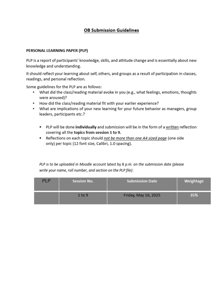Personal Learning Paper Submission Guide | PDF