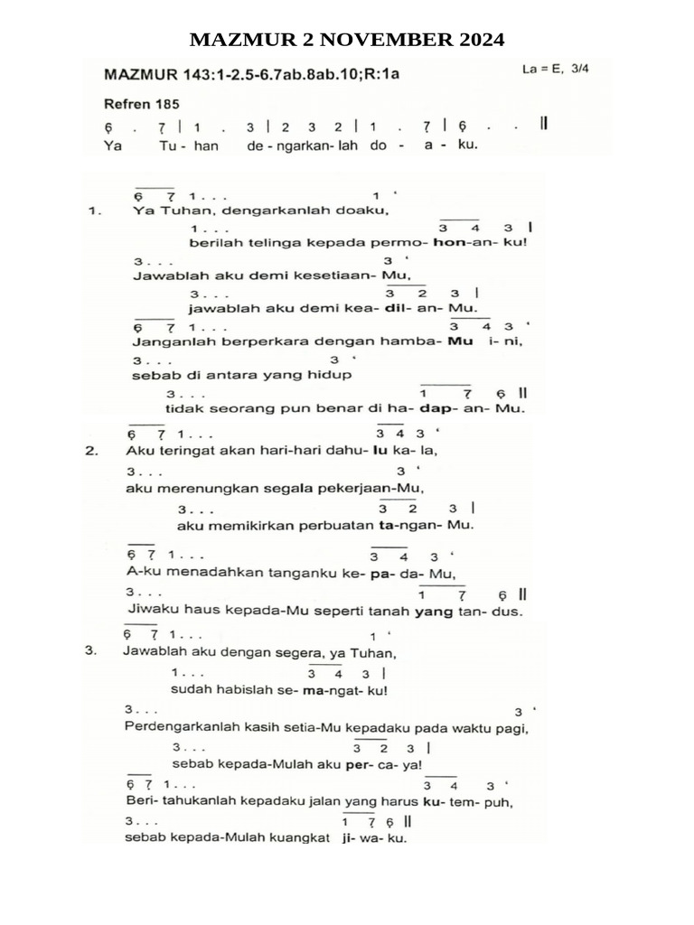 Mazmur 2 November 2024 | PDF