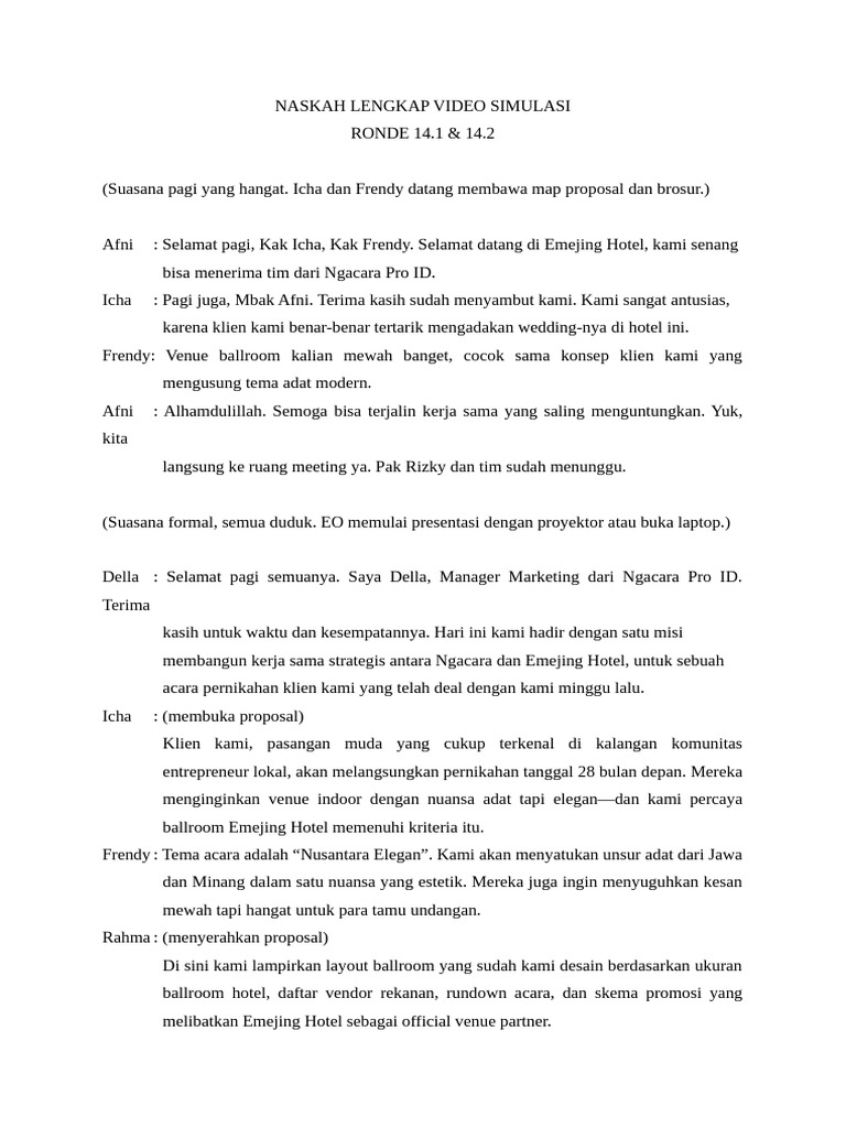 Naskah Lengkap Video Simulasi | PDF