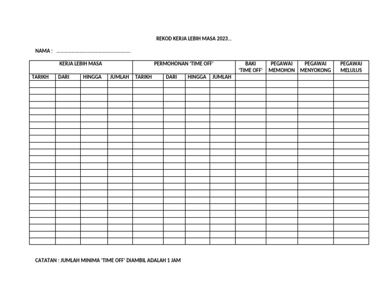 Borang Claim Time Off | PDF
