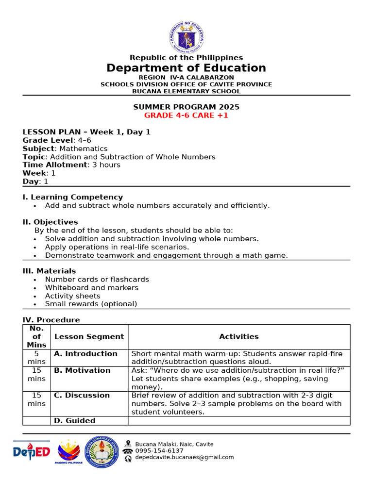 LESSON PLAN in MATH (Recovered) | PDF | Lesson Plan | Multiplication