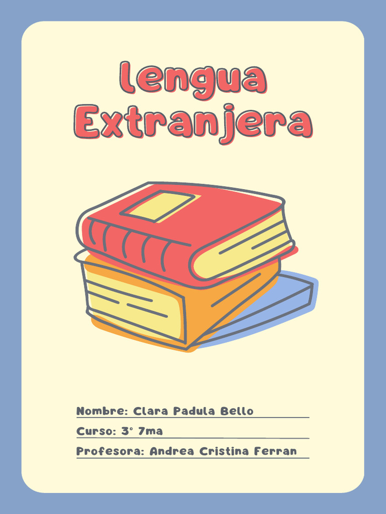 Carátula A4 Lengua Extranjera Ilustración Color Pastel | PDF