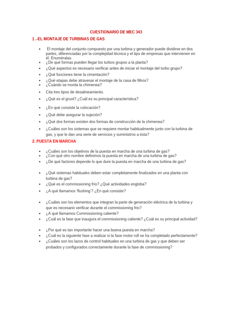 Cuestionario de Mec 343 | PDF