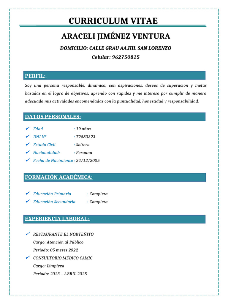 C.V. Araceli Jiménez Ventura | PDF