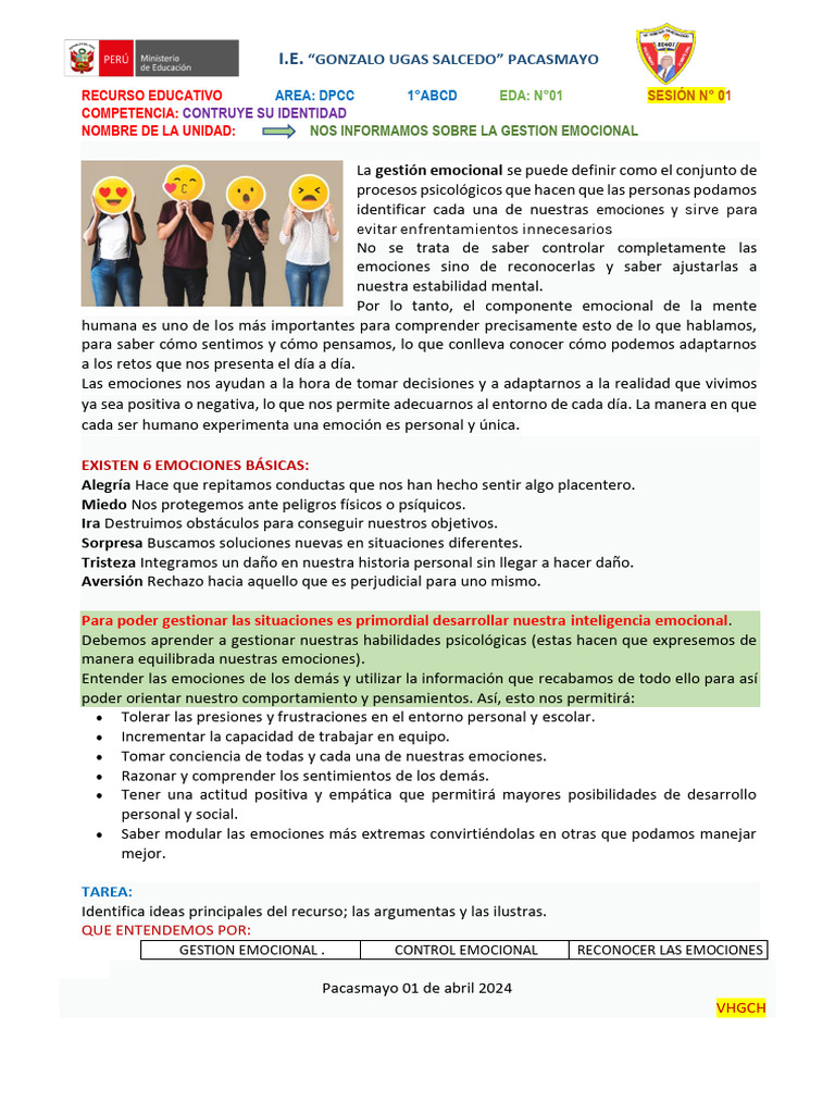 GESTION EMOCIONAL | PDF | Las emociones | Mente