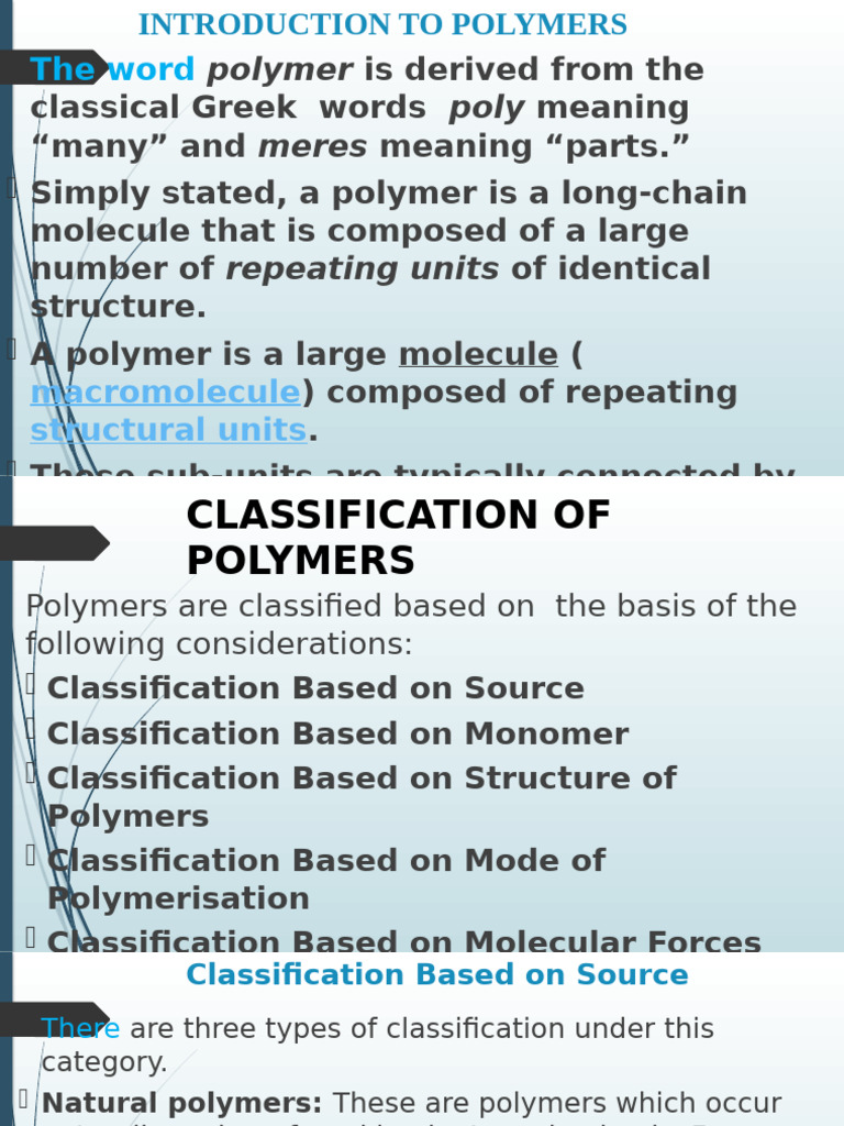 Introduction To Polymers | PDF | Polymers | Amino Acid
