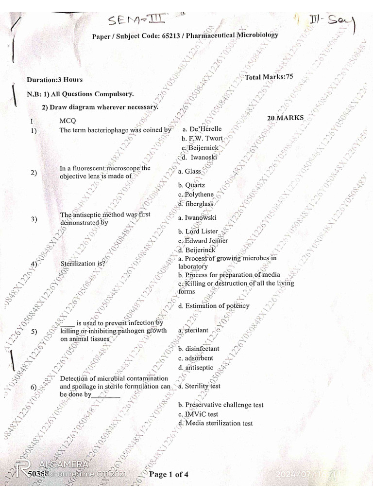 3rd Semester University Question Papers | PDF