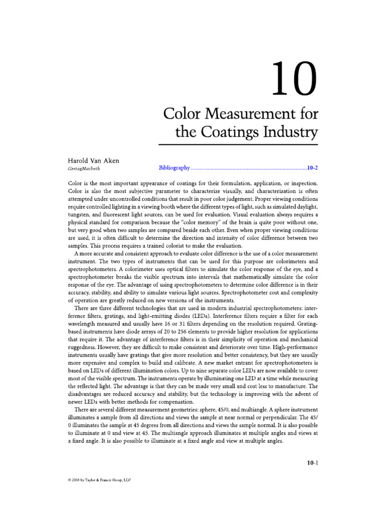 Color Measurement For The Coating Industry (Coatings-Technology ...