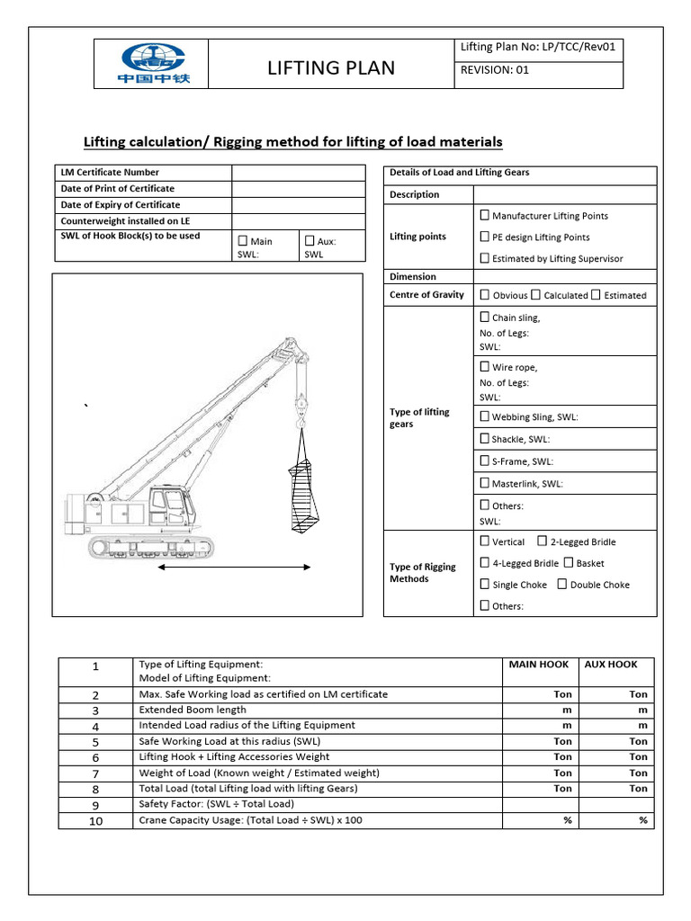 Crane Lifting Plan and Calculations | PDF | Crane (Machine)