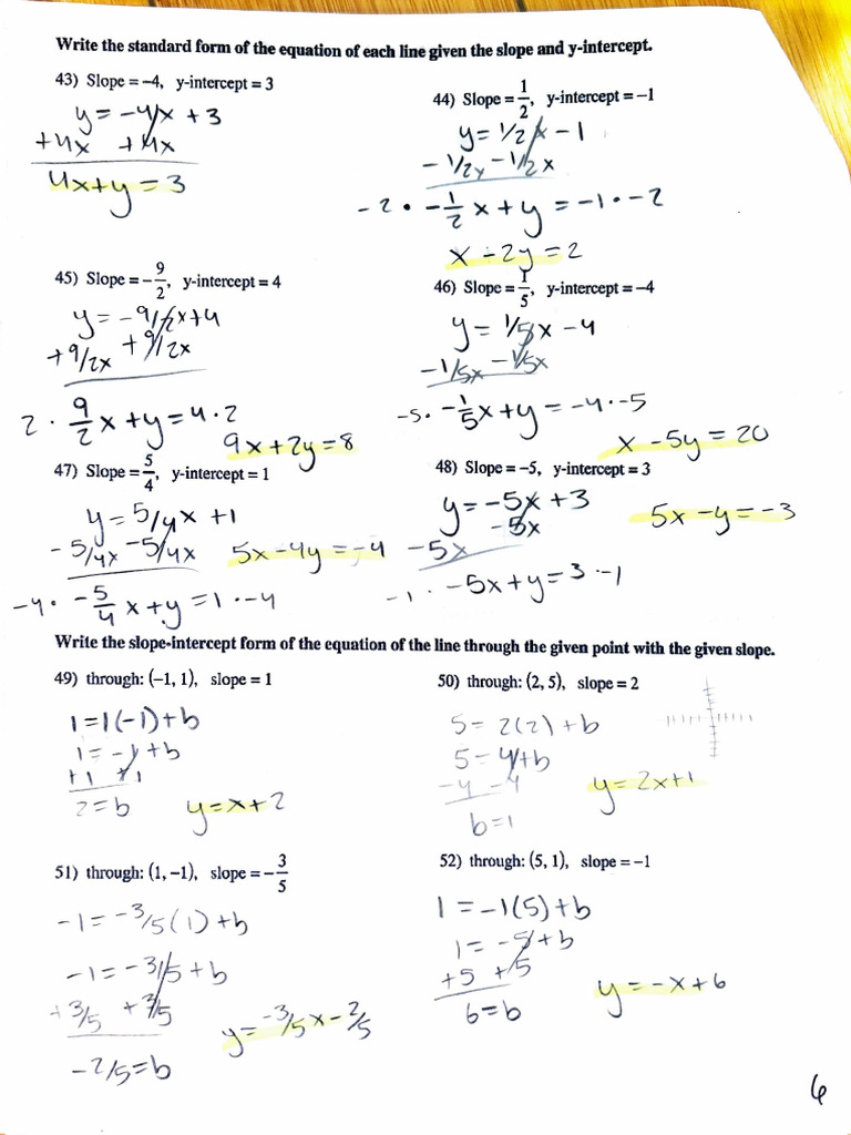 Review of Linear Functions #43-91 | PDF | Equations | Mathematical Objects