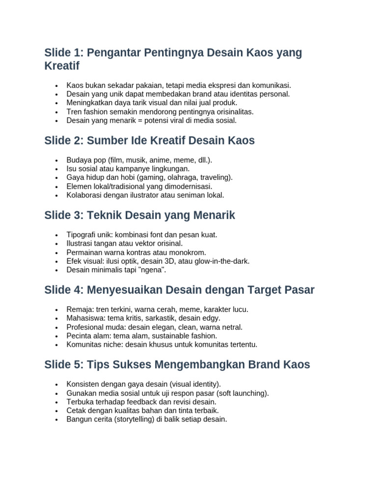 Ide Kreatif Desain Kaos | PDF
