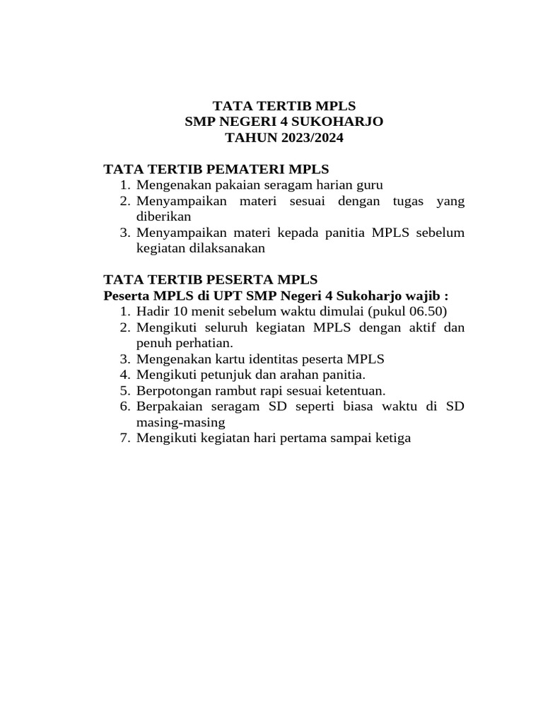 Tata Tertib Mpls 2023-2024 | PDF