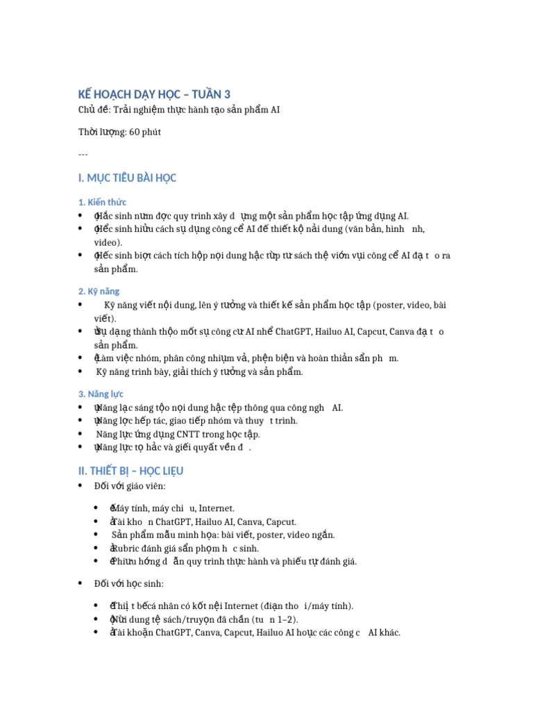 KeHoach_Tuan3_AI | PDF