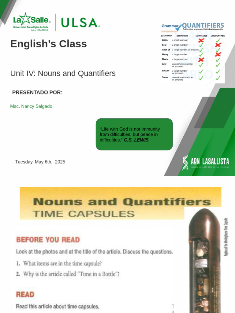Nouns and Quantifiers - Class #28-IIP-2025 | PDF