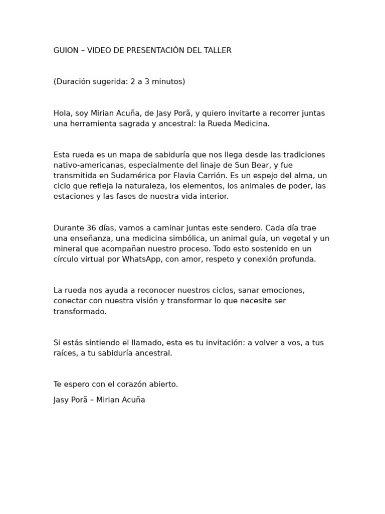 Guion Video Presentación | PDF