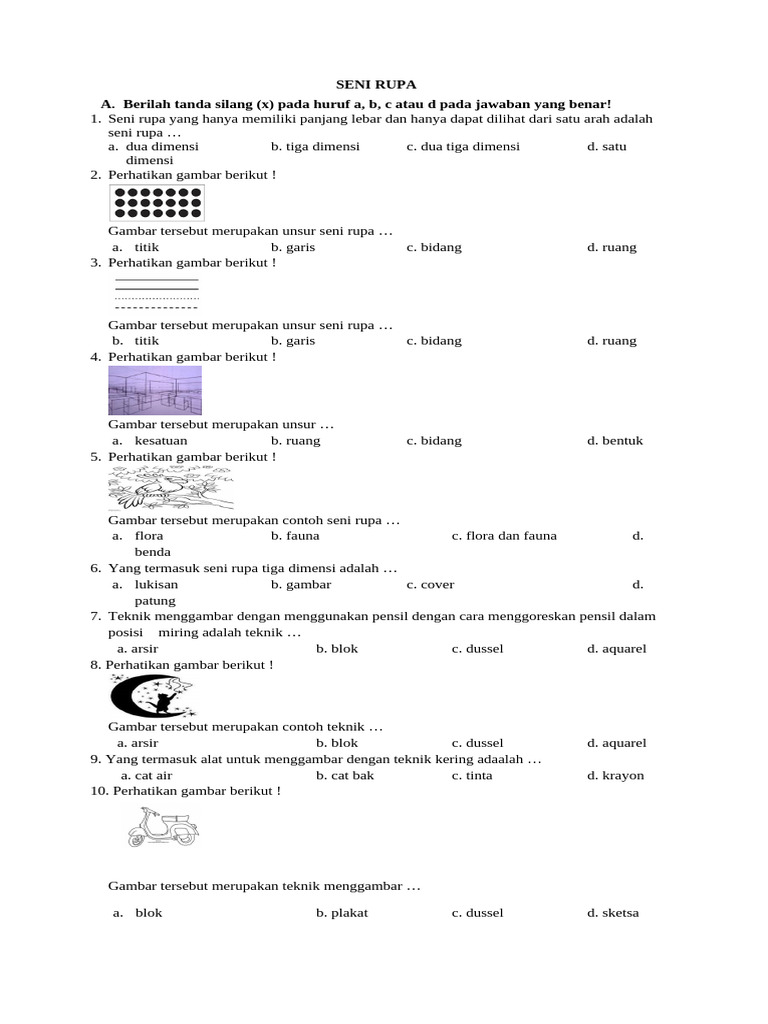 Soal Sas Seni Rupa Semester 2 Kelas 5 | PDF