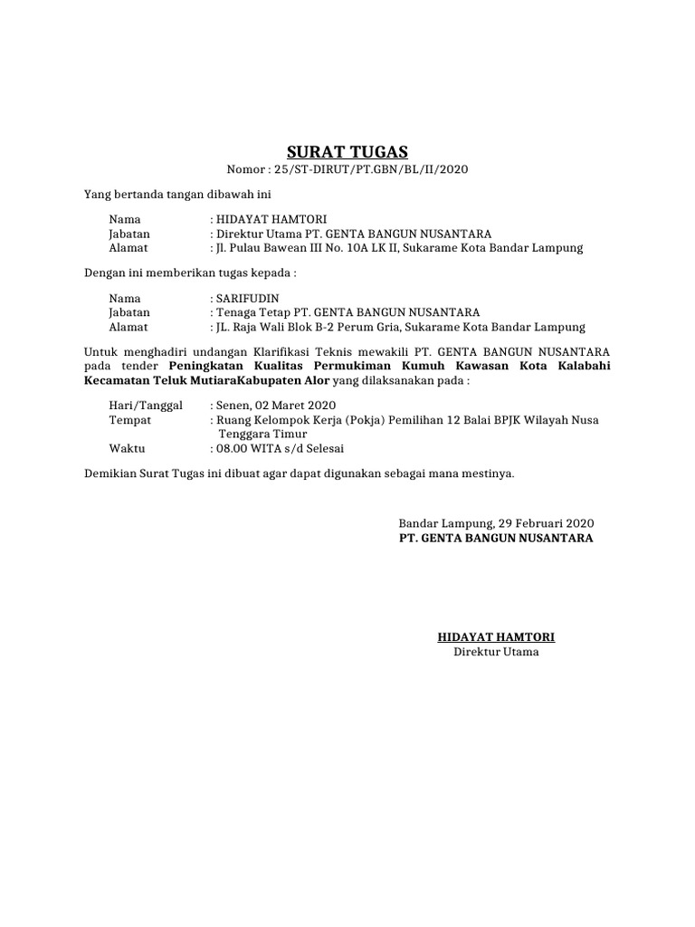 SURAT TUGAS | PDF