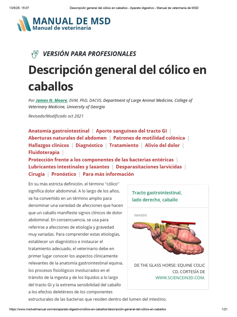 Descripción General Del Cólico en Caballos - Aparato Digestivo - Manual ...
