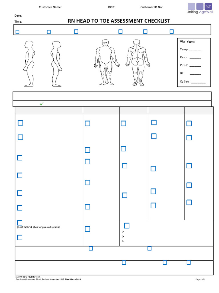 RN Head-to-Toe Assessment Checklist | PDF | Edema | Heart