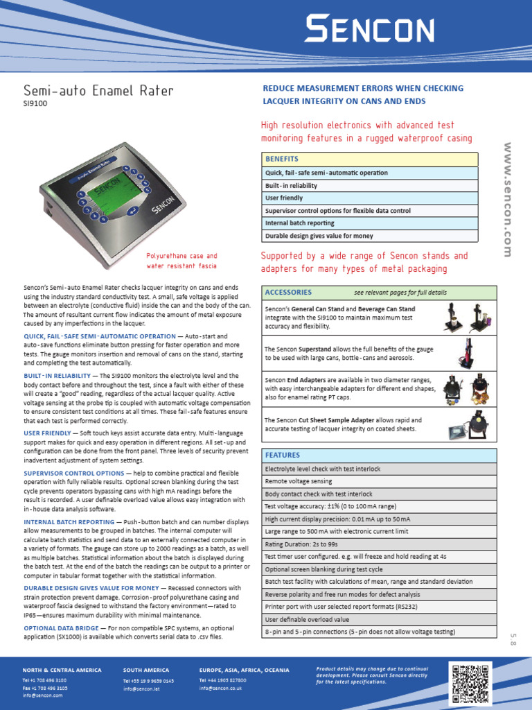 Sencon Semi-Auto Enamel Rater PDS | PDF | Accuracy And Precision | Computing