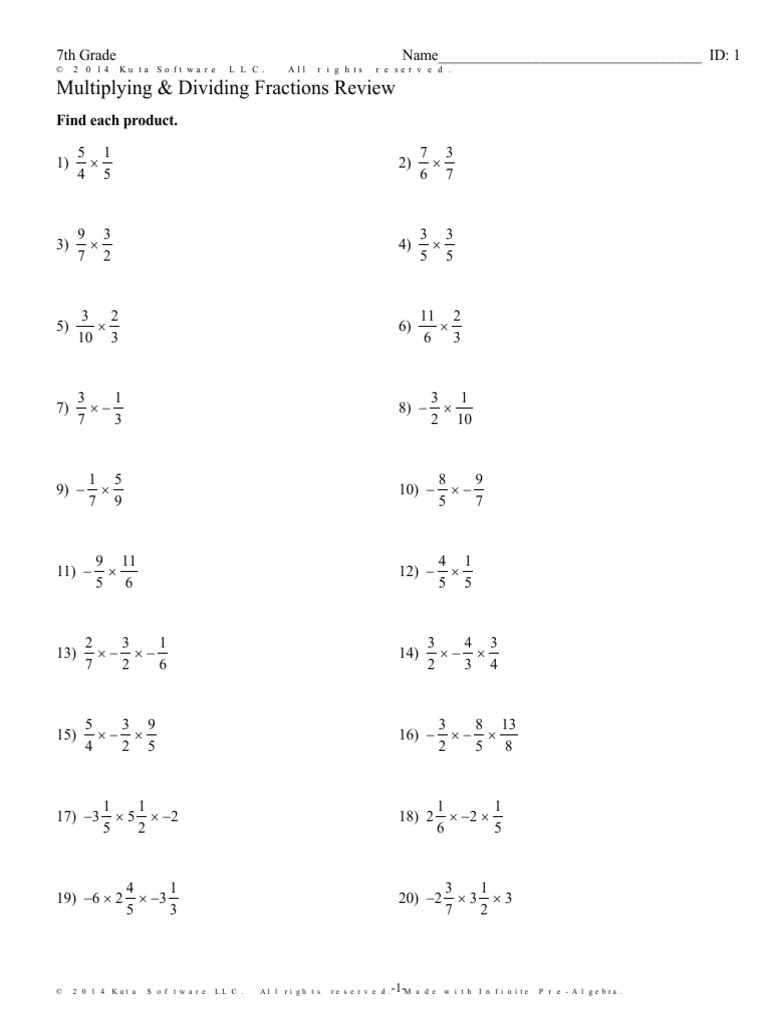 Multiplying and Dividing Fractions Review | PDF | Division (Mathematics ...