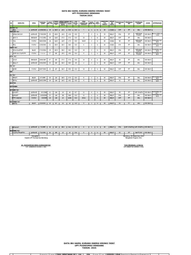 Data Bumil Kek by Name DDG 2024 | PDF