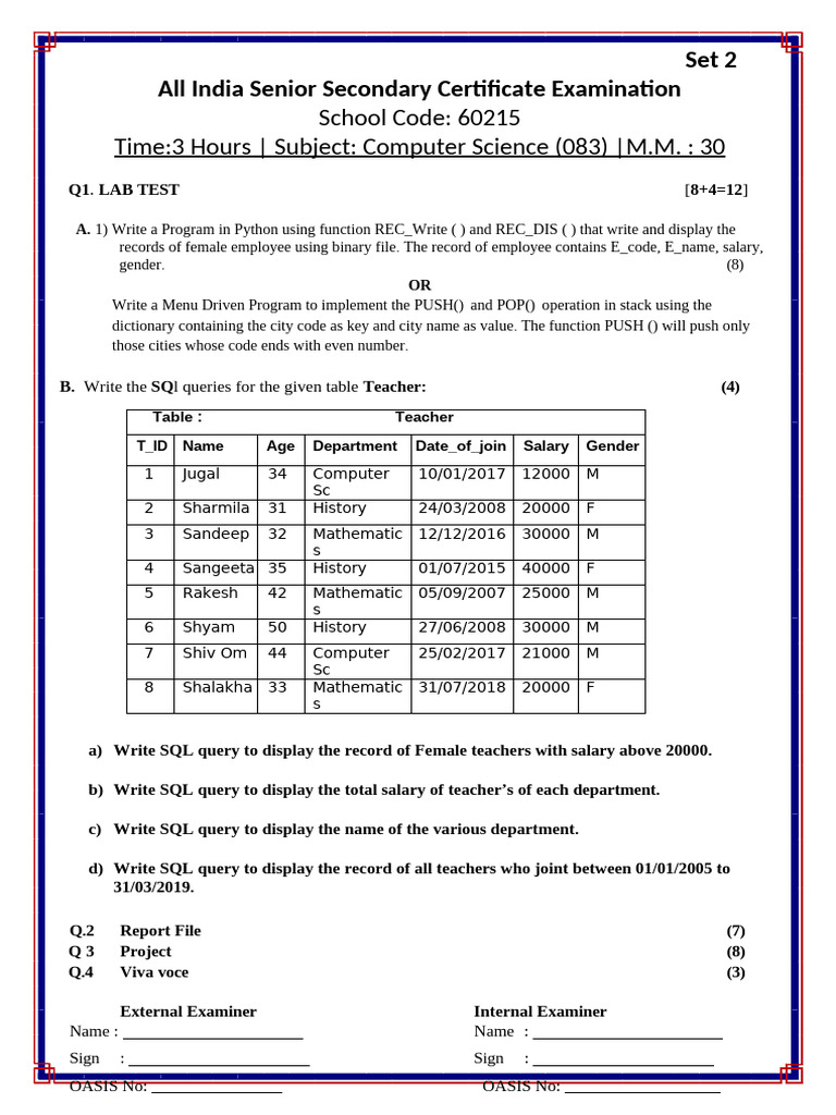 AISSCE Computer Science FINAL | PDF | Computing | Computer Programming
