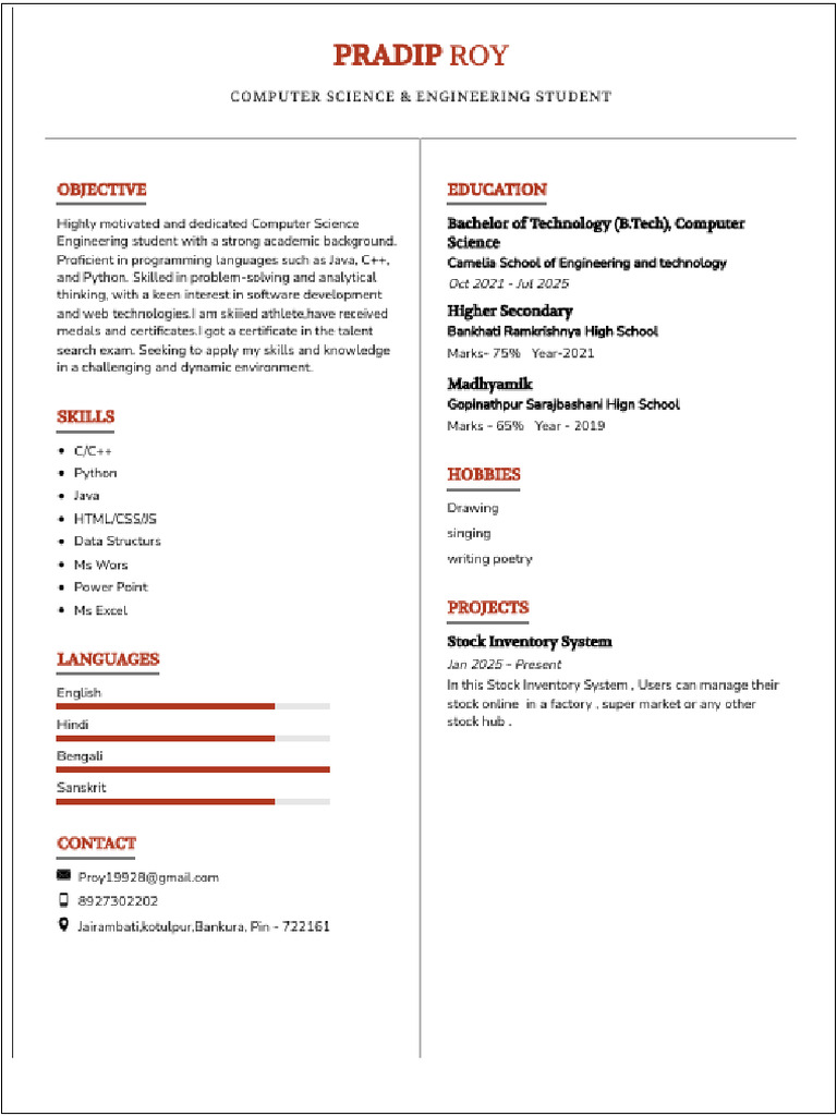 Pradip Roy2 Resume | PDF