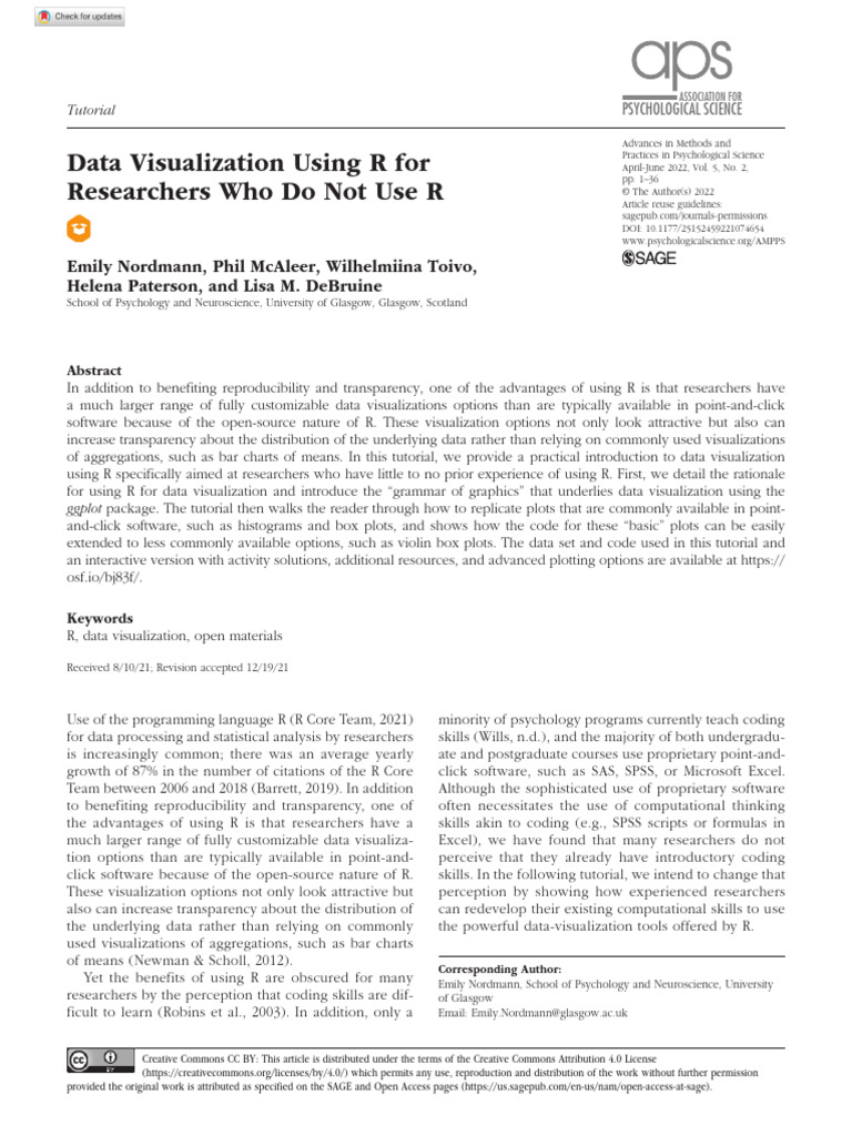 Nordmann Et Al. (2022) - Data Visualization Using R For Researchers Who Do Not Use R | PDF ...
