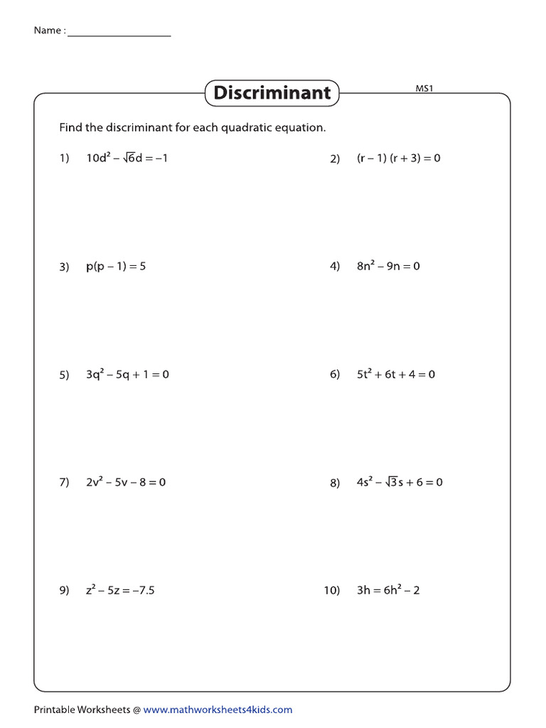 Quadratic-Equation Quadratic-Formula Discriminant - 250428 202153 | PDF