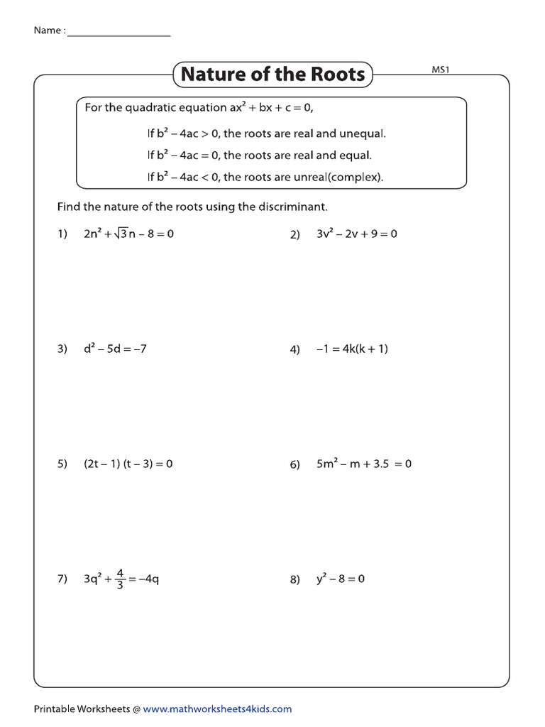 Quadratic Equation Quadratic Formula Nature of Roo 250423 180652 | PDF