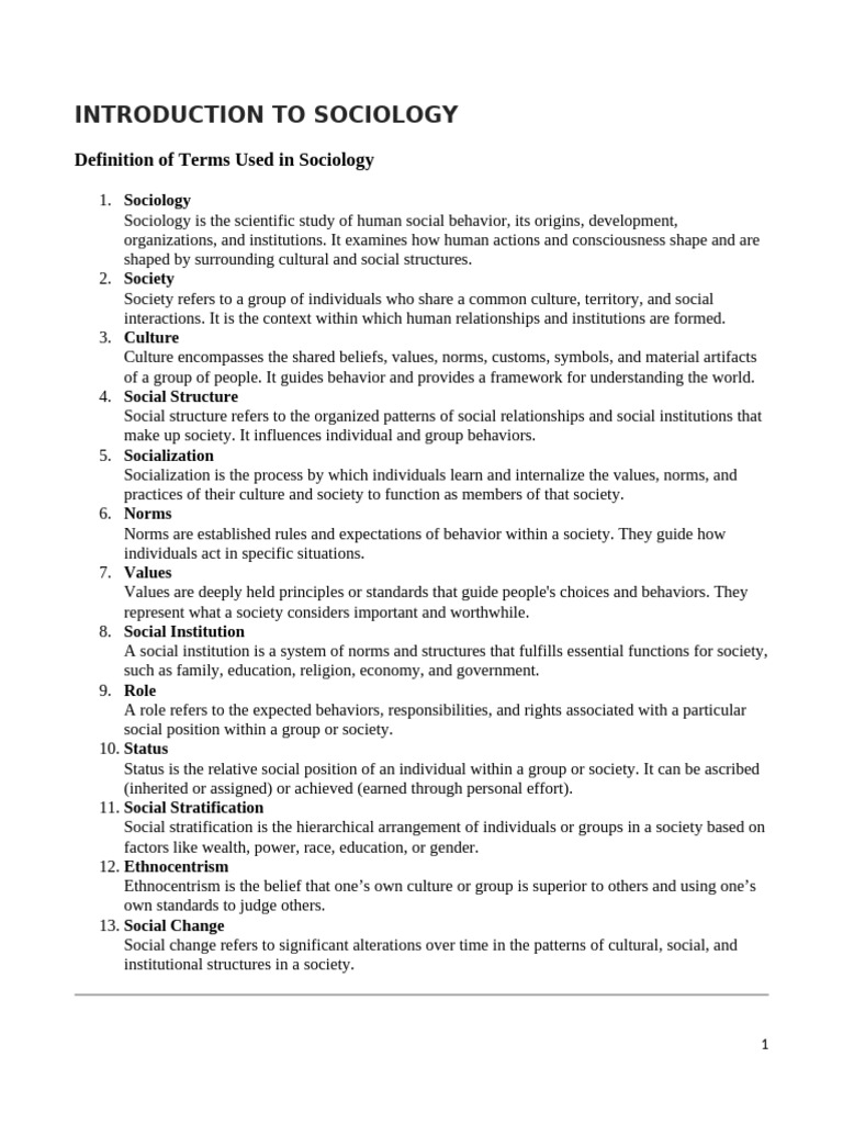 Introduction To Sociology | PDF | Social Sciences | Health Equity