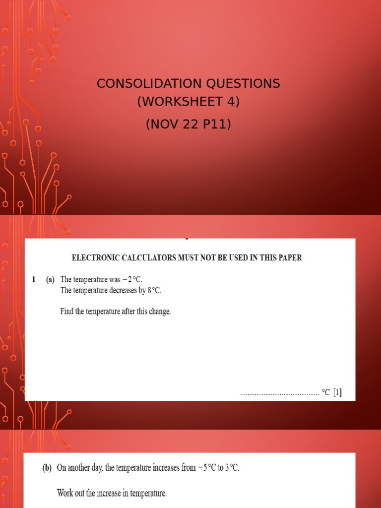 Consolidation Questions Worksheet 4 | PDF
