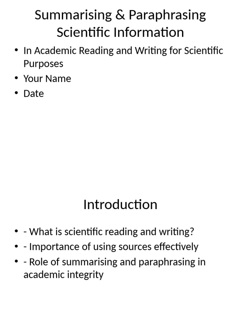 Summarising and Paraphrasing Scientific Information | PDF | Citation | Plagiarism