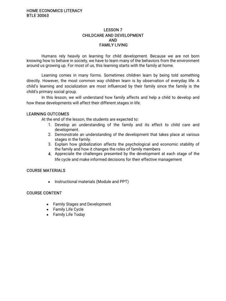 Lesson 7-Home Economics Literacy | PDF