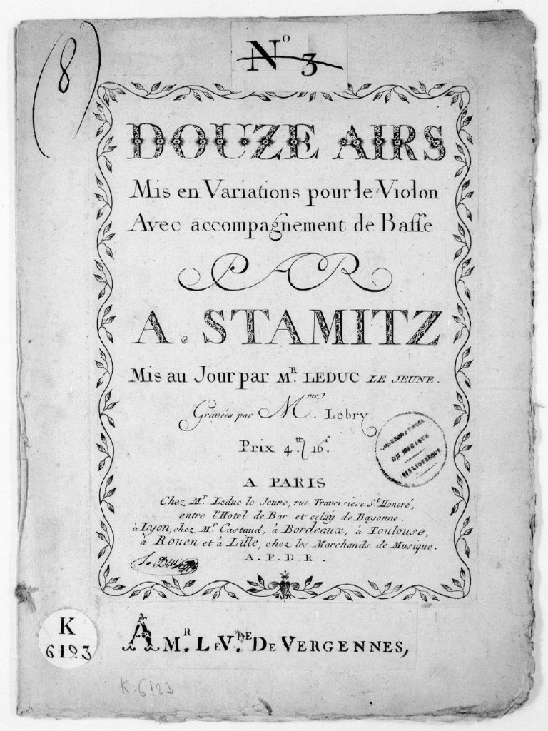 9 Airs With Variations (Stamitz, Anton) - Score | PDF