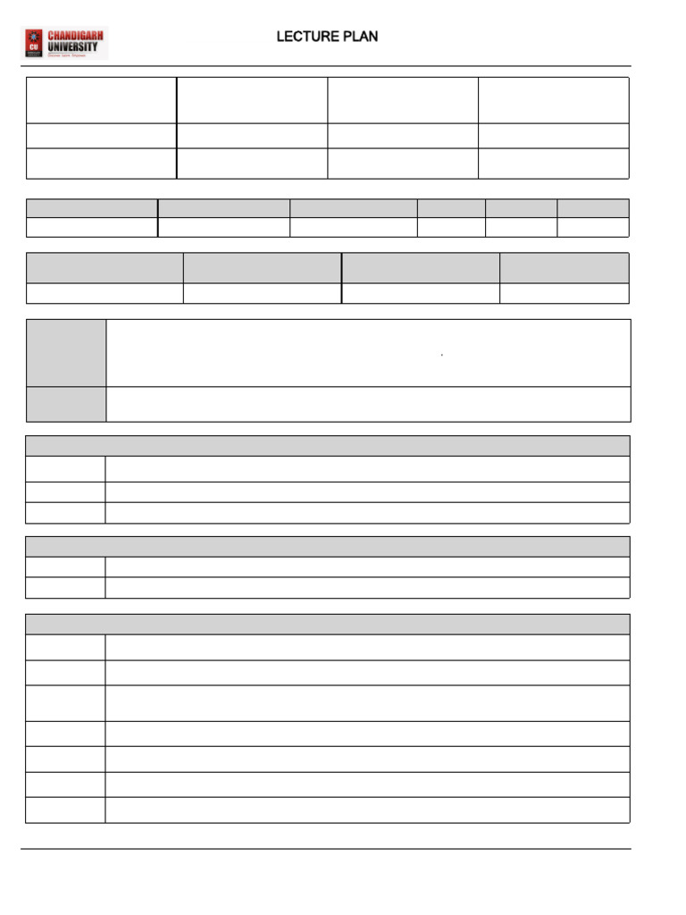 LecturePlan BI519 22CSP-351 | PDF | Engineering | Knowledge