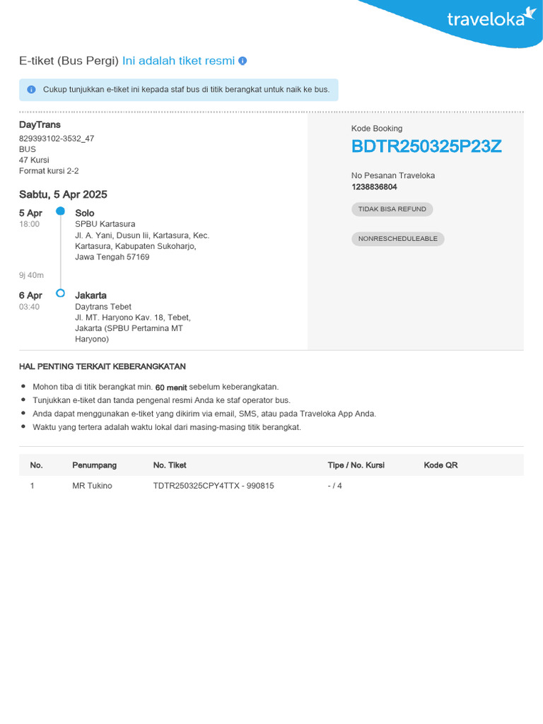 BUS AWAY E-Ticket | PDF