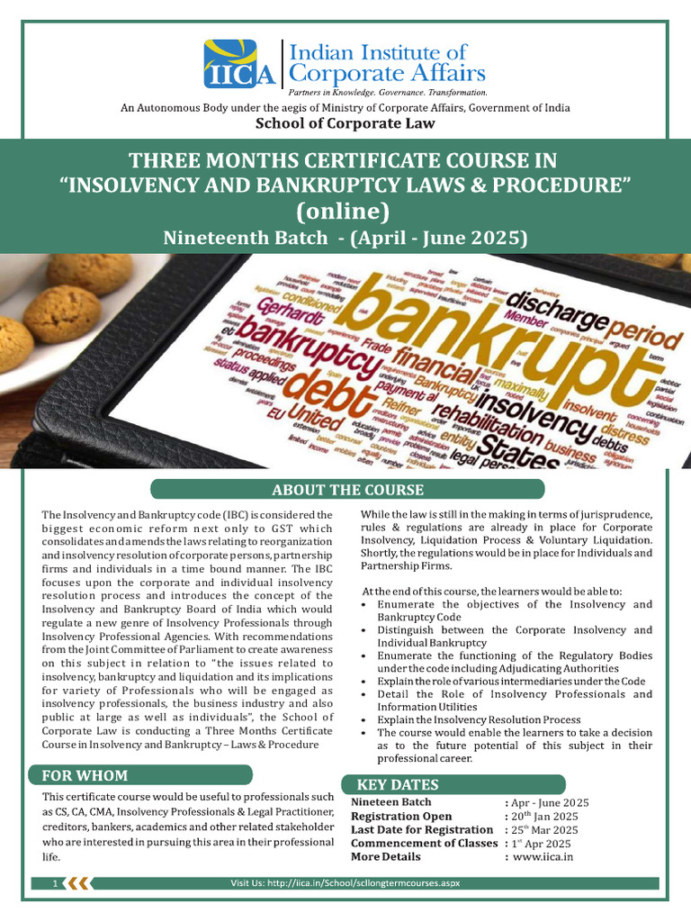 3 Months Certificate Course IBL-19batch | PDF | Bankruptcy | Insolvency