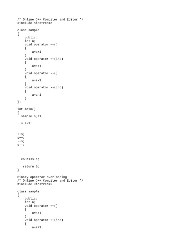 Operator Overloading | PDF