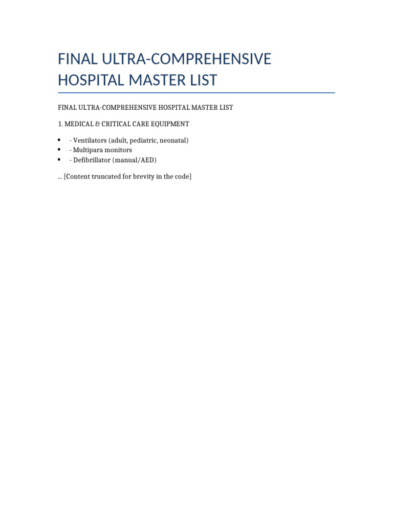Hospital Master List-1 | PDF