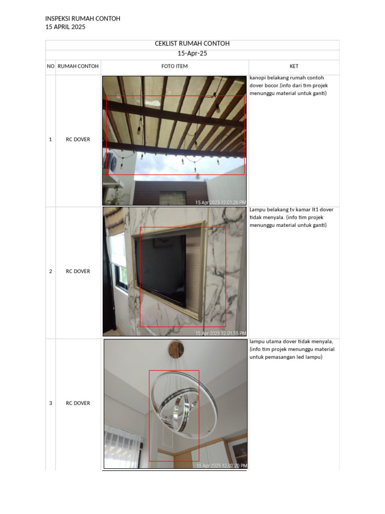 INSPEKSI RUMAH CONTOh | PDF
