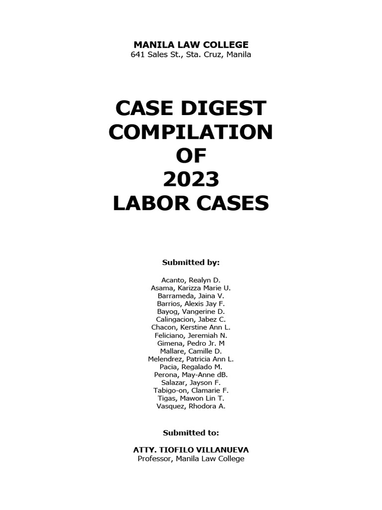 2023 Compilation of Case Digest | PDF | Burden Of Proof (Law) | Injunction