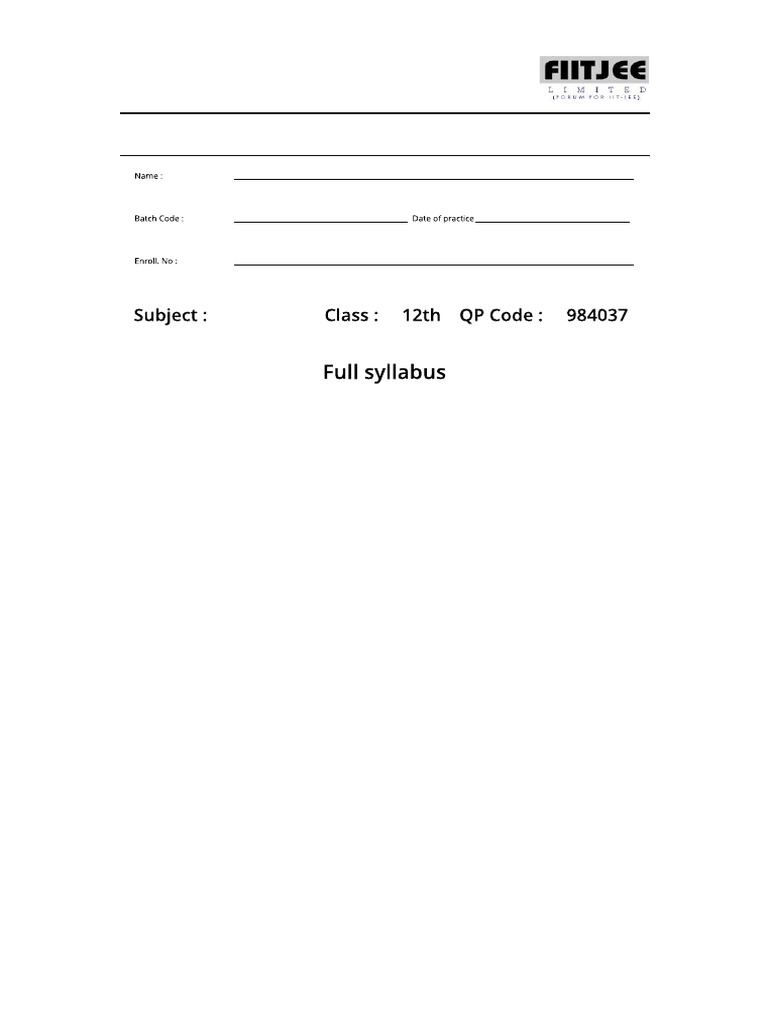 Pragathi Full Test-3 Paper-1 (Qp+Key) 2024 Passout | PDF